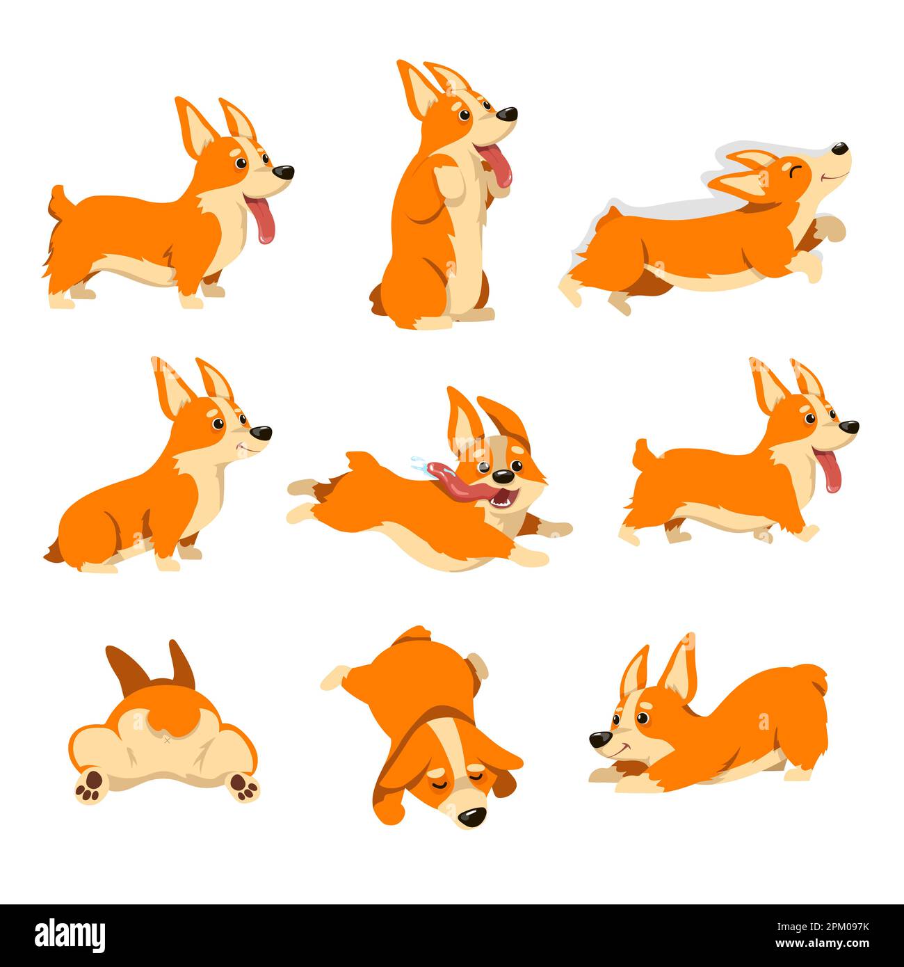 Corgi dog character set with different emotions Stock Vector Image ...
