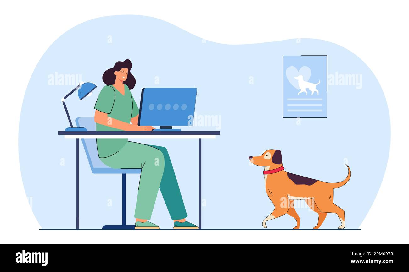 Dog visiting veterinary clinic flat vector illustration Stock Vector ...