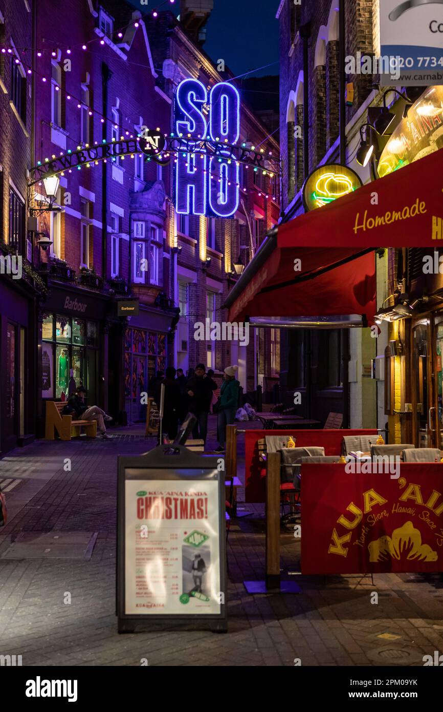 London, England – December 2022. The energetic streets of Soho, in ...