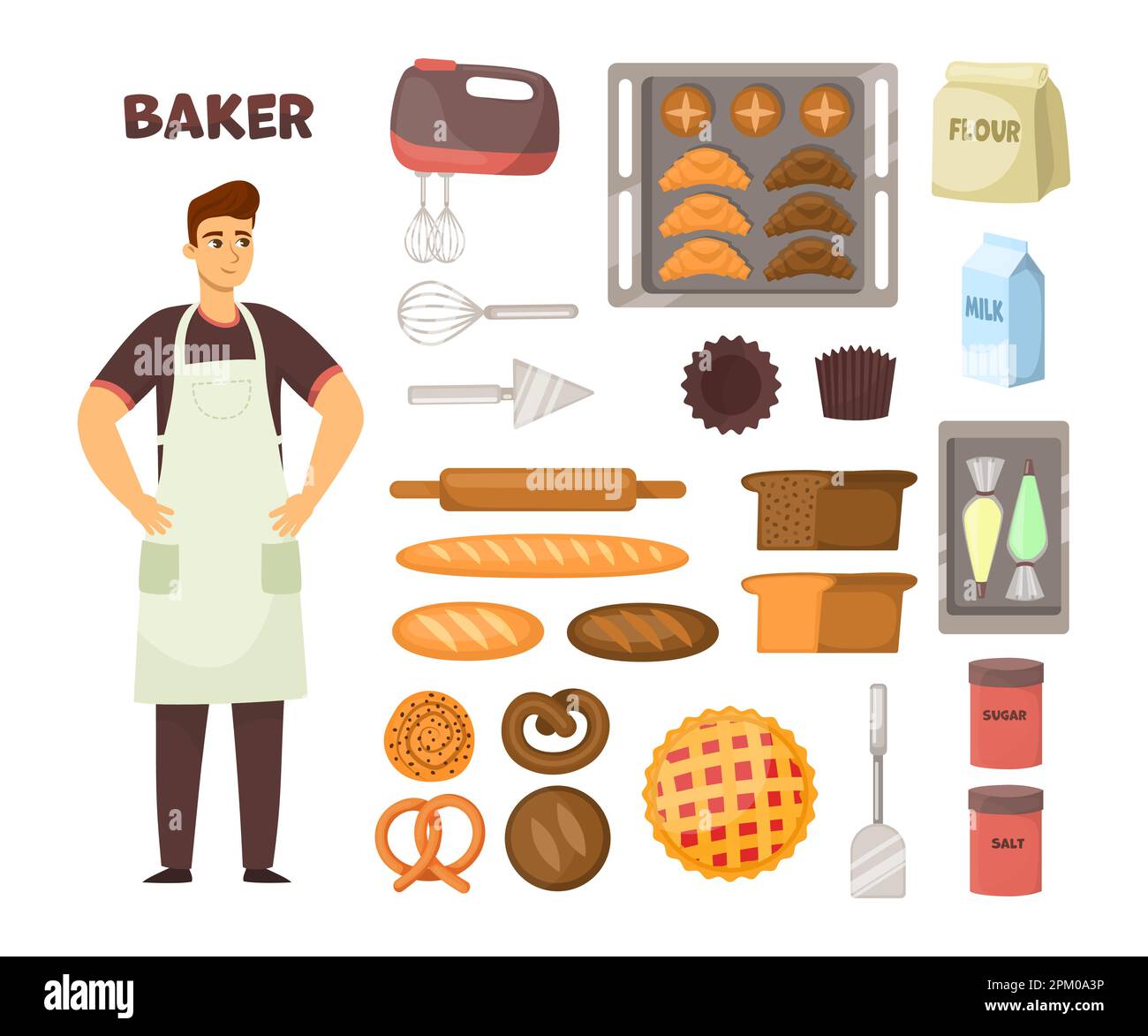 Cartoon baker man happy hi-res stock photography and images - Alamy
