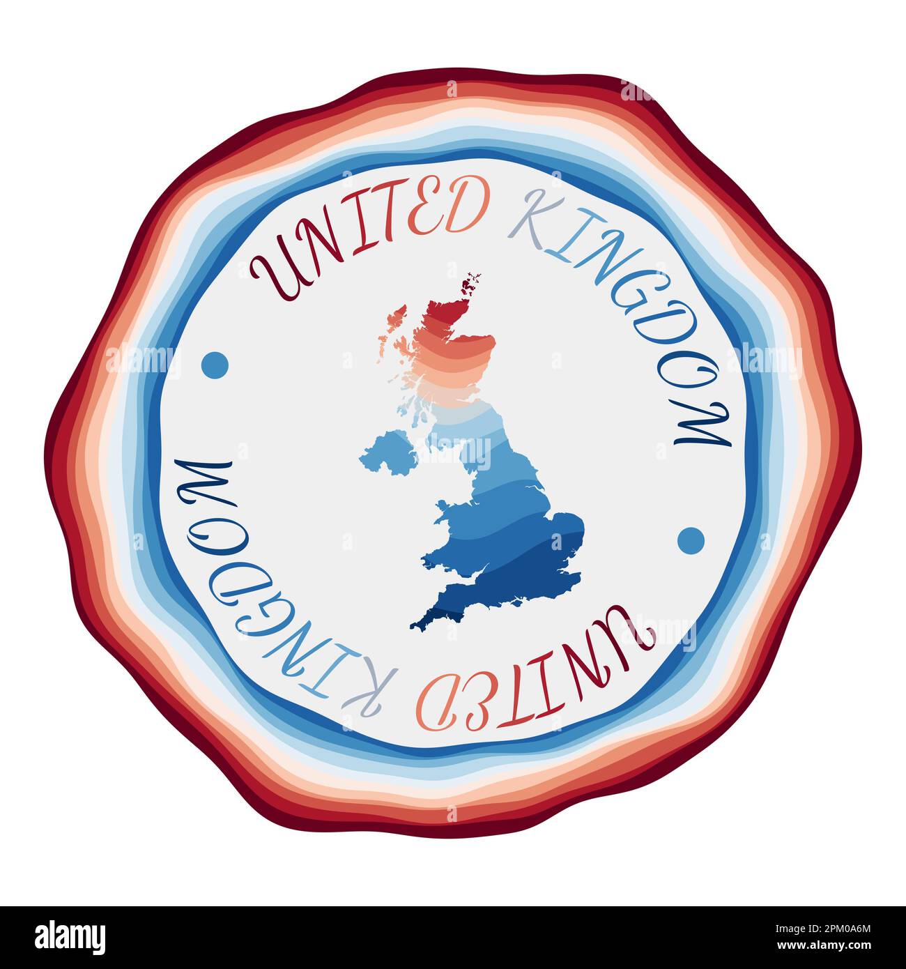 United Kingdom badge. Map of the country with beautiful geometric waves ...
