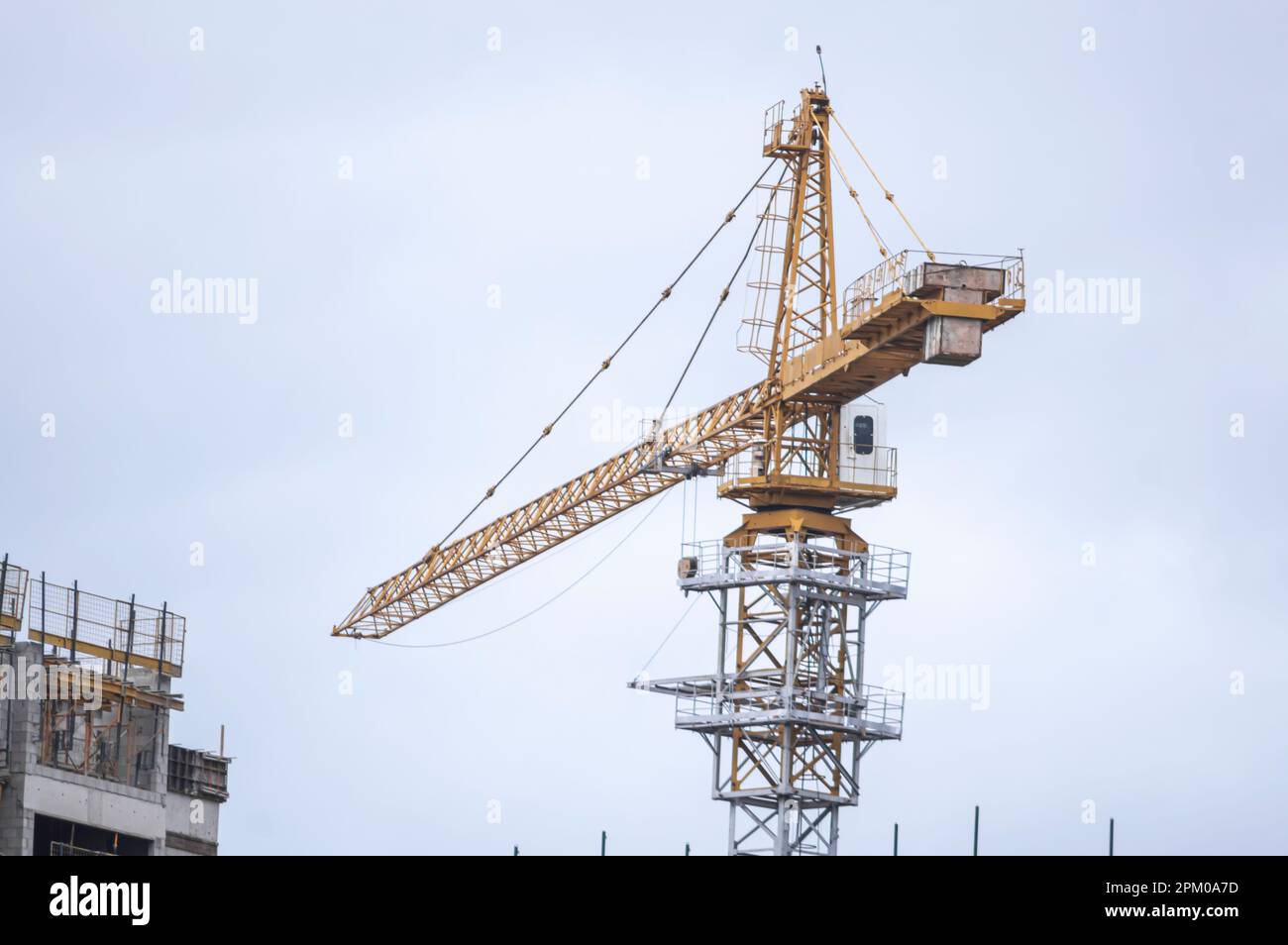 giant crane in a construction in progress in a late afternoon Stock ...