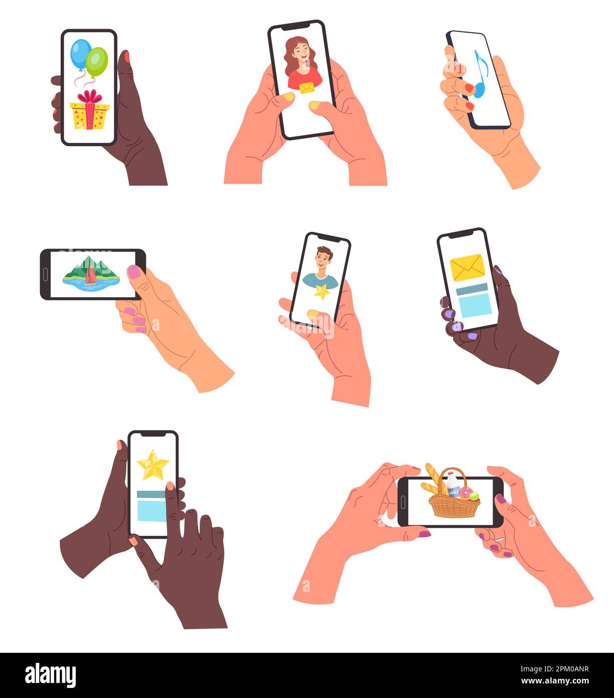 Hands holding mobile phones set Stock Vector Image & Art - Alamy