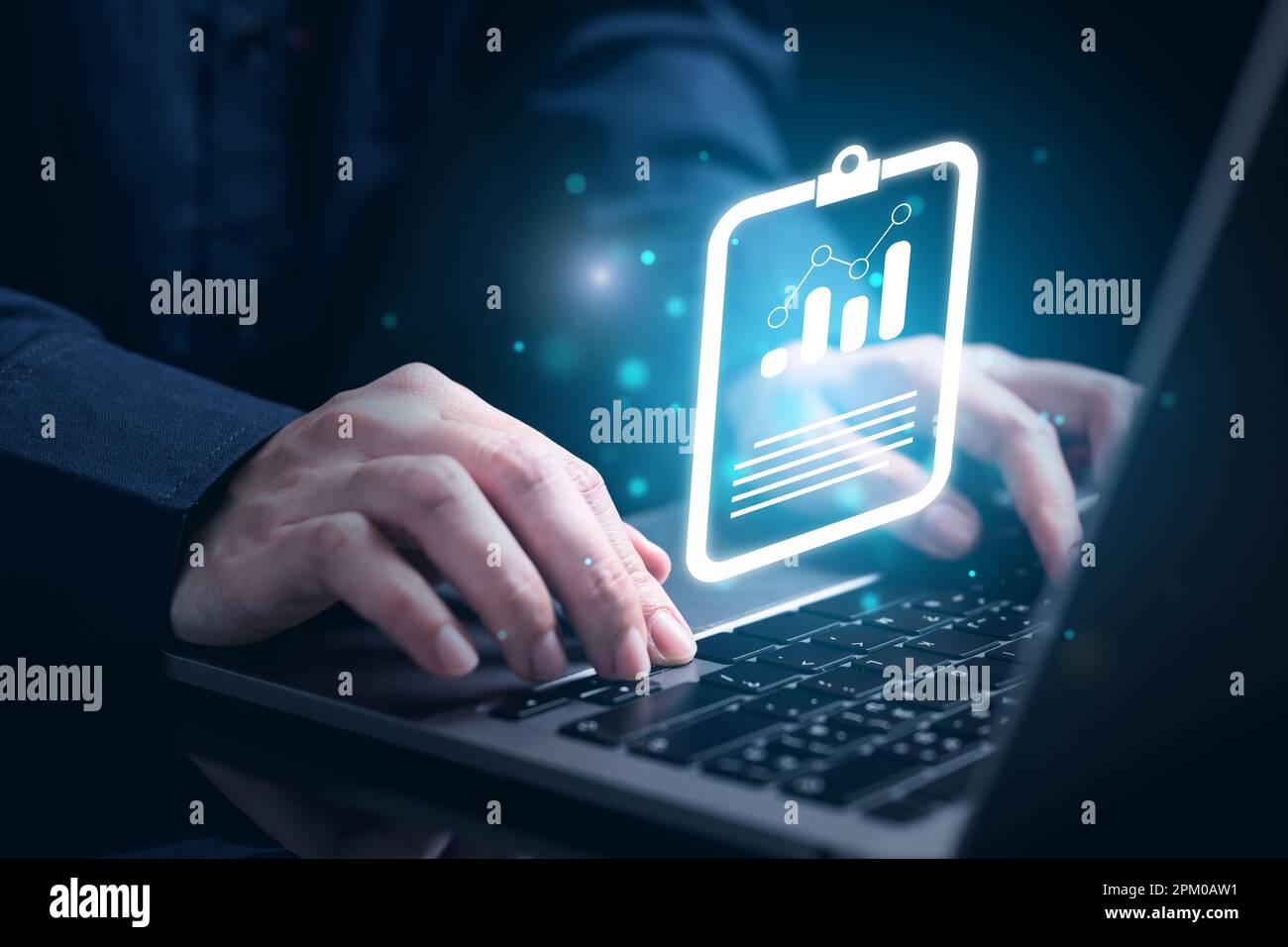 Data document analysis chart on laptop technology Stock Photo - Alamy