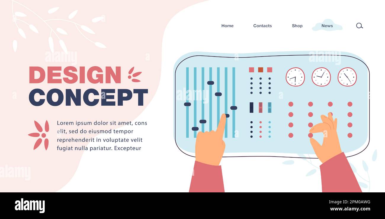 Hands on control dashboard panel flat vector illustration Stock Vector ...