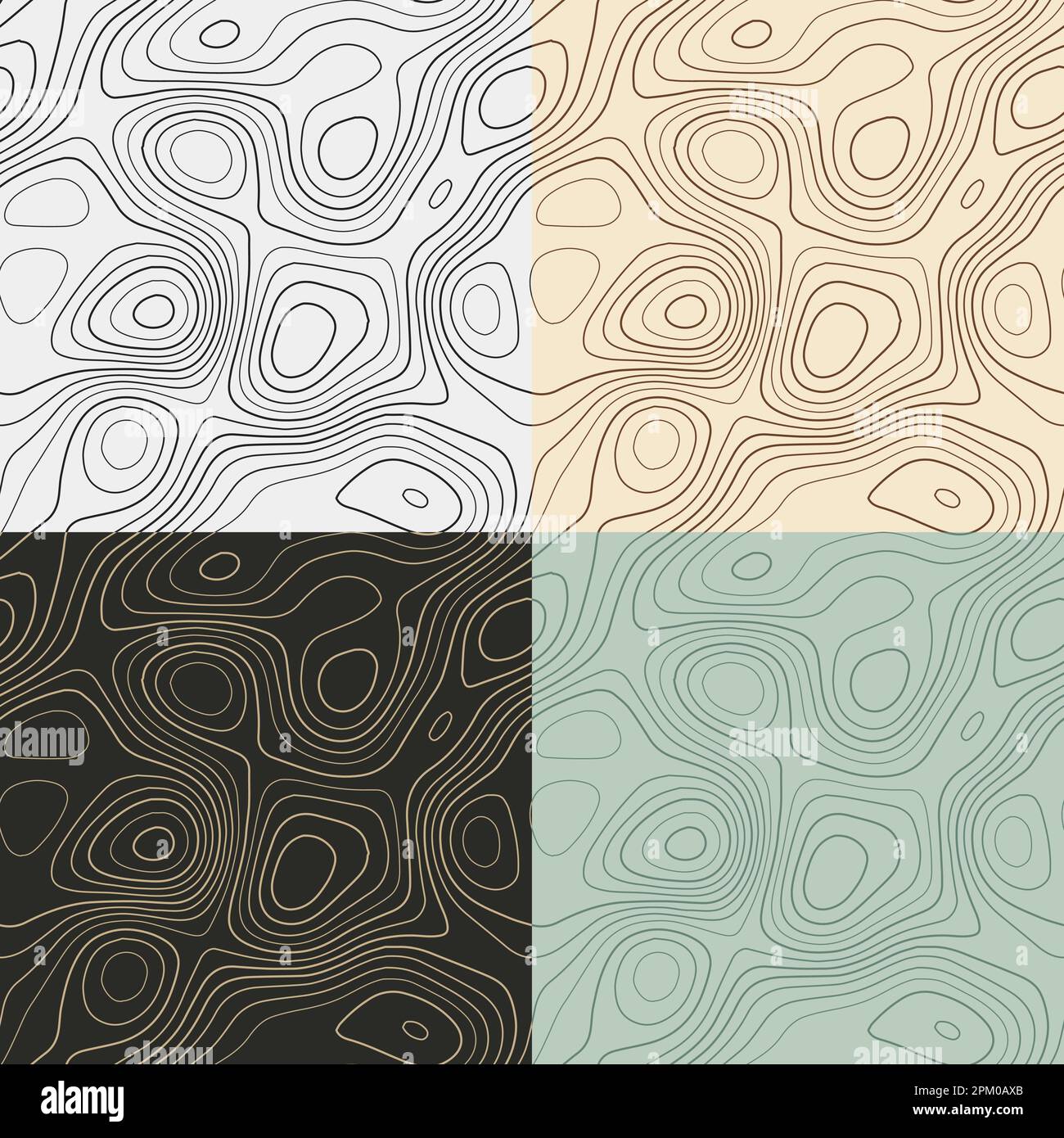 Topography patterns. Seamless elevation map tiles. Captivating isoline ... Topography patterns. Seamless elevation map tiles. Captivating isoline ...
