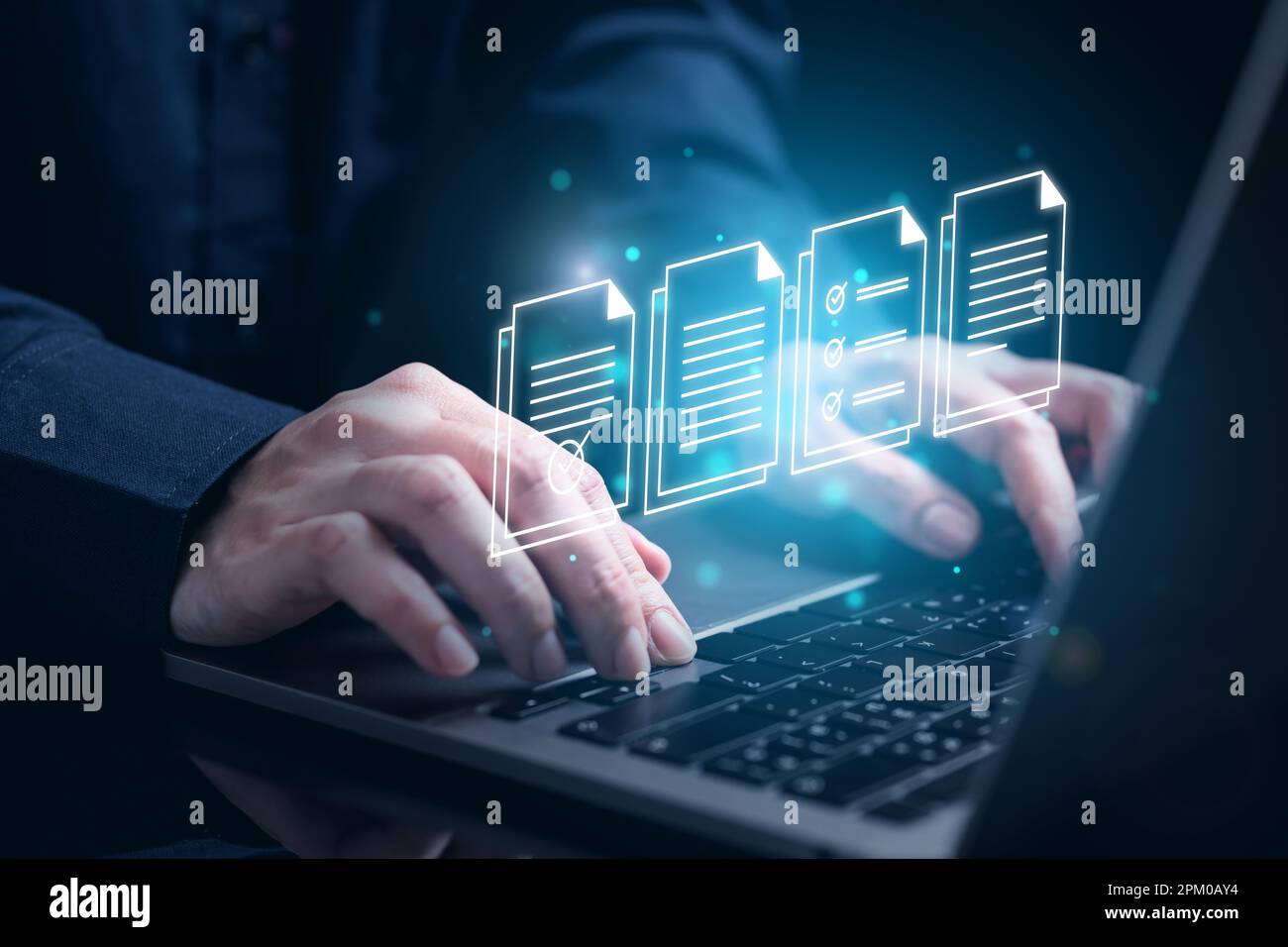 Data document analysis chart on laptop technology Stock Photo - Alamy