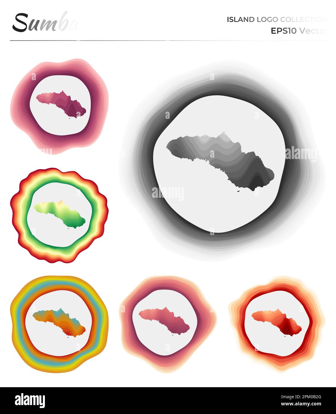 Sumba logo collection. Colorful badge of the island. Layers around ...