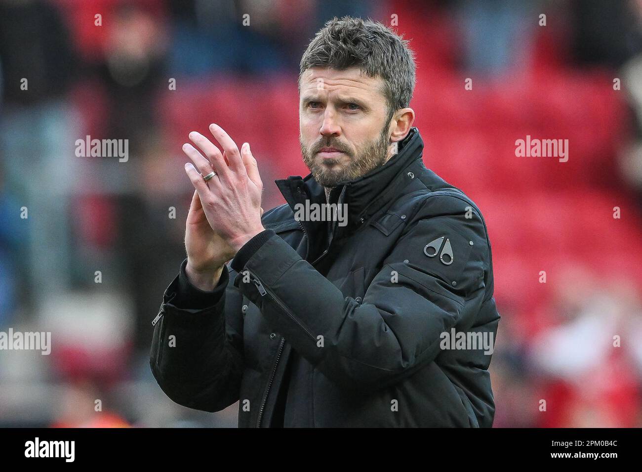 Michael Carrick Manager of Middlesbrough applauds the fans at the end ...
