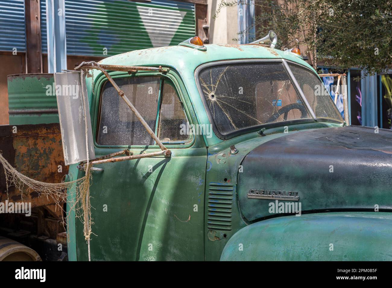 Dubai, UAE - April 1, 2023: Retro rusty Chevrolet truck in shopping ...