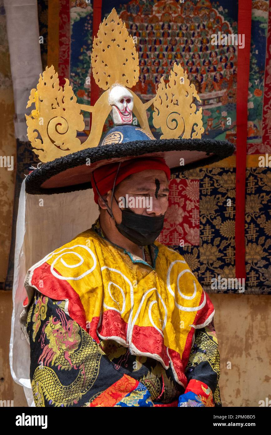 A Monk dancer at the Stongdey Monastery Festival, Zanskar, Ladakh ...