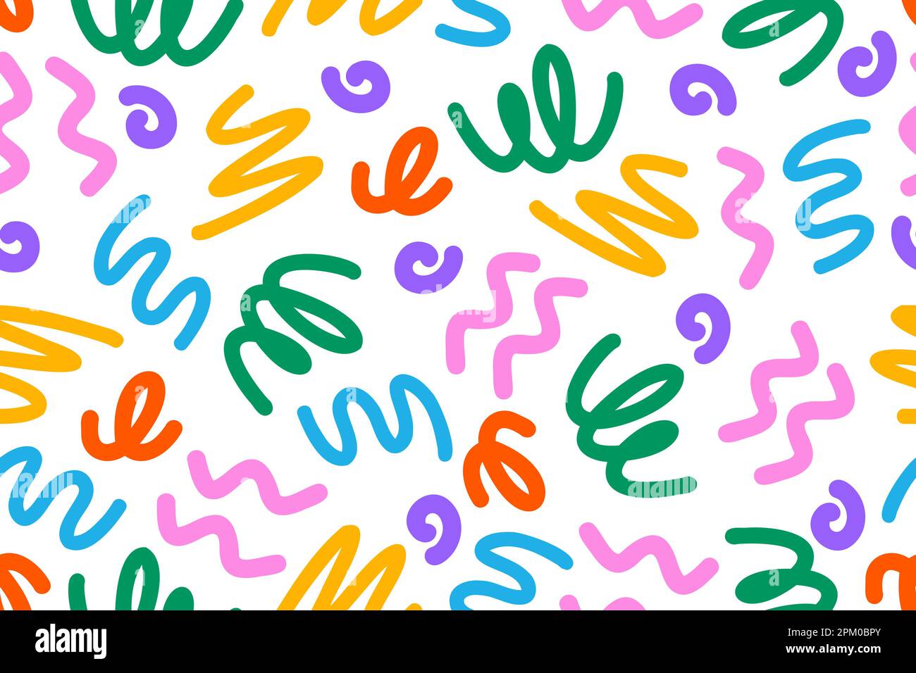 Colorful scribbles y2k 90 style doodle seamless pattern. Creative art ...