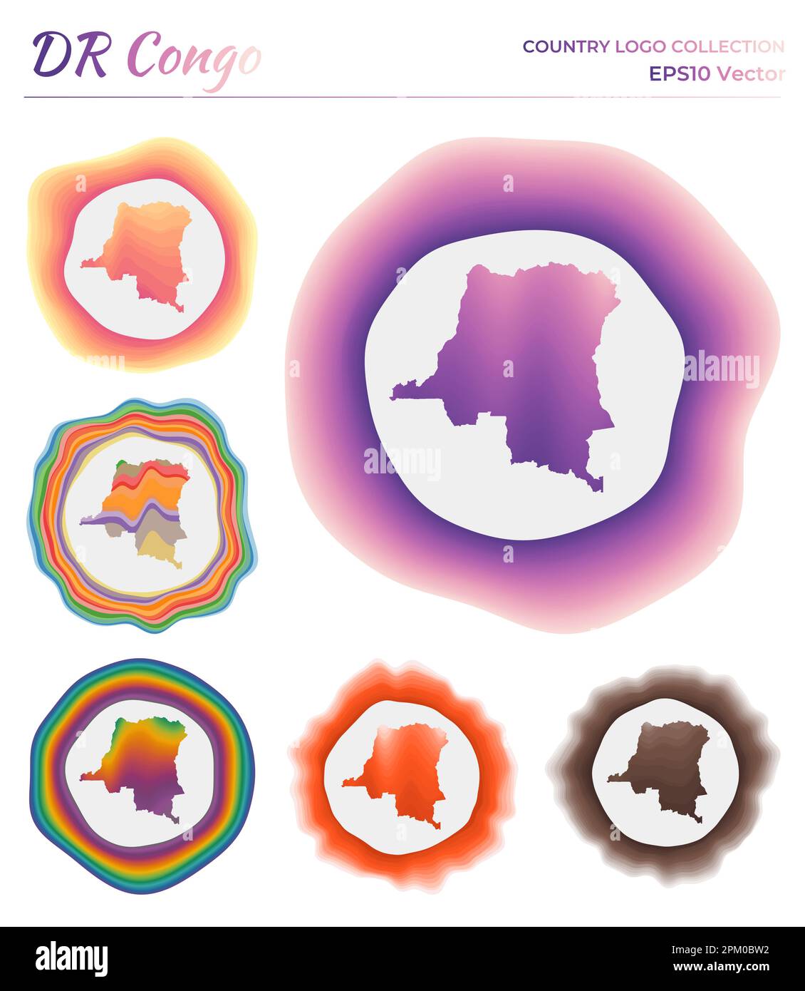 DR Congo logo collection. Colorful badge of the country. Layers around ...