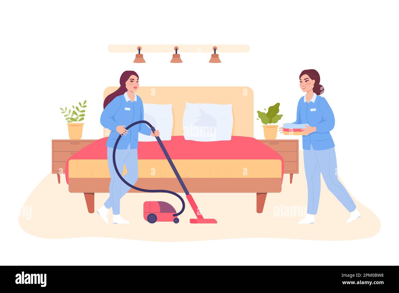 Housekeeper cleaning hotel room Stock Vector Images - Alamy