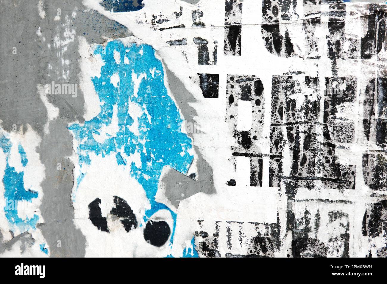 Old grunge torn collage urban street posters creased crumpled paper ...