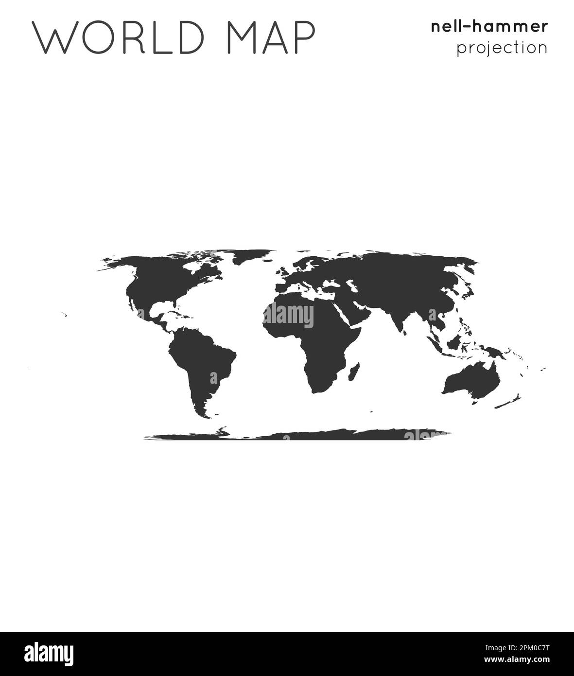 World map. Globe in Nell-Hammer projection, plain style. Modern vector ...