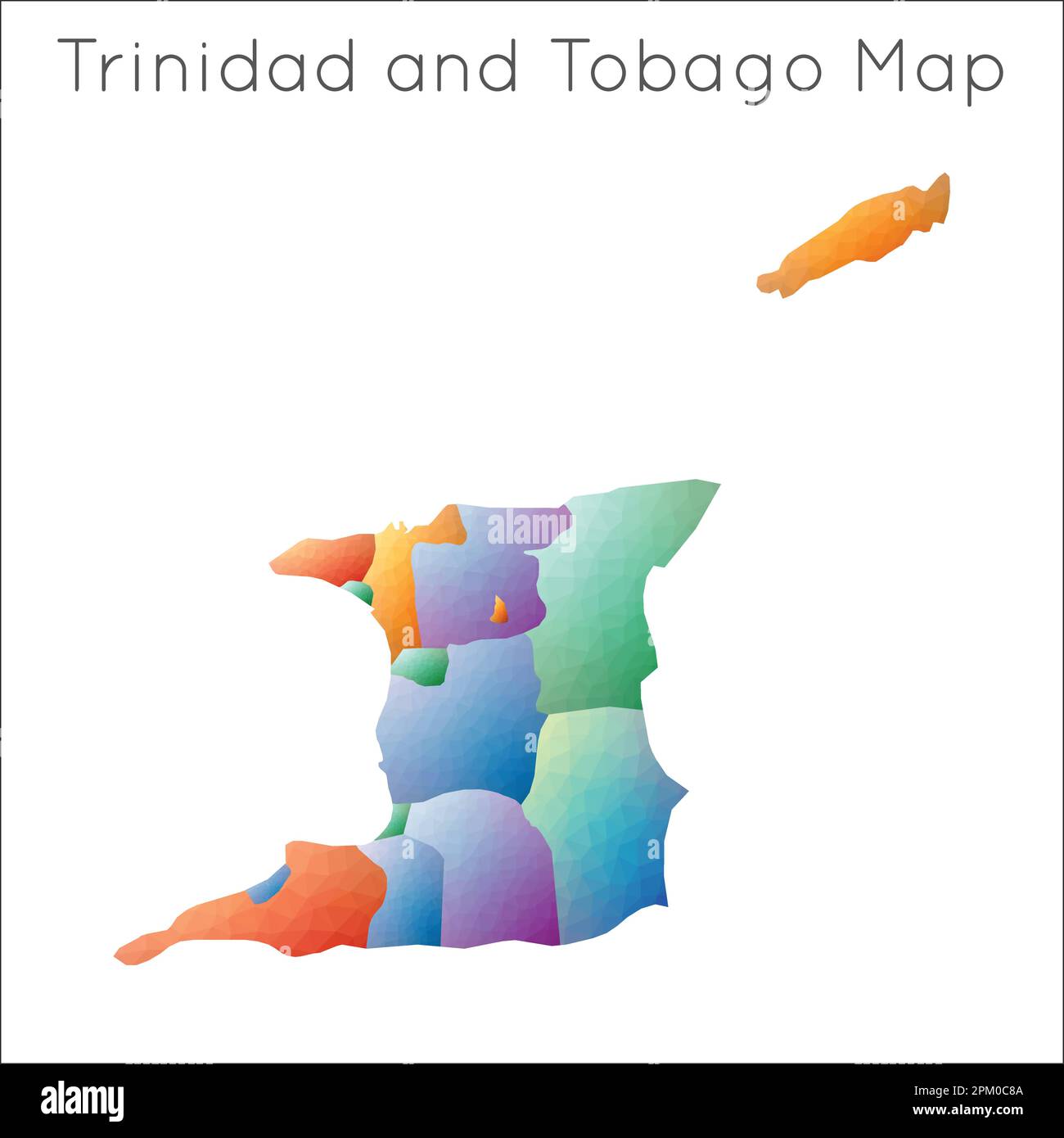 Low poly map of Trinidad and Tobago. Trinidad and Tobago geometric ...