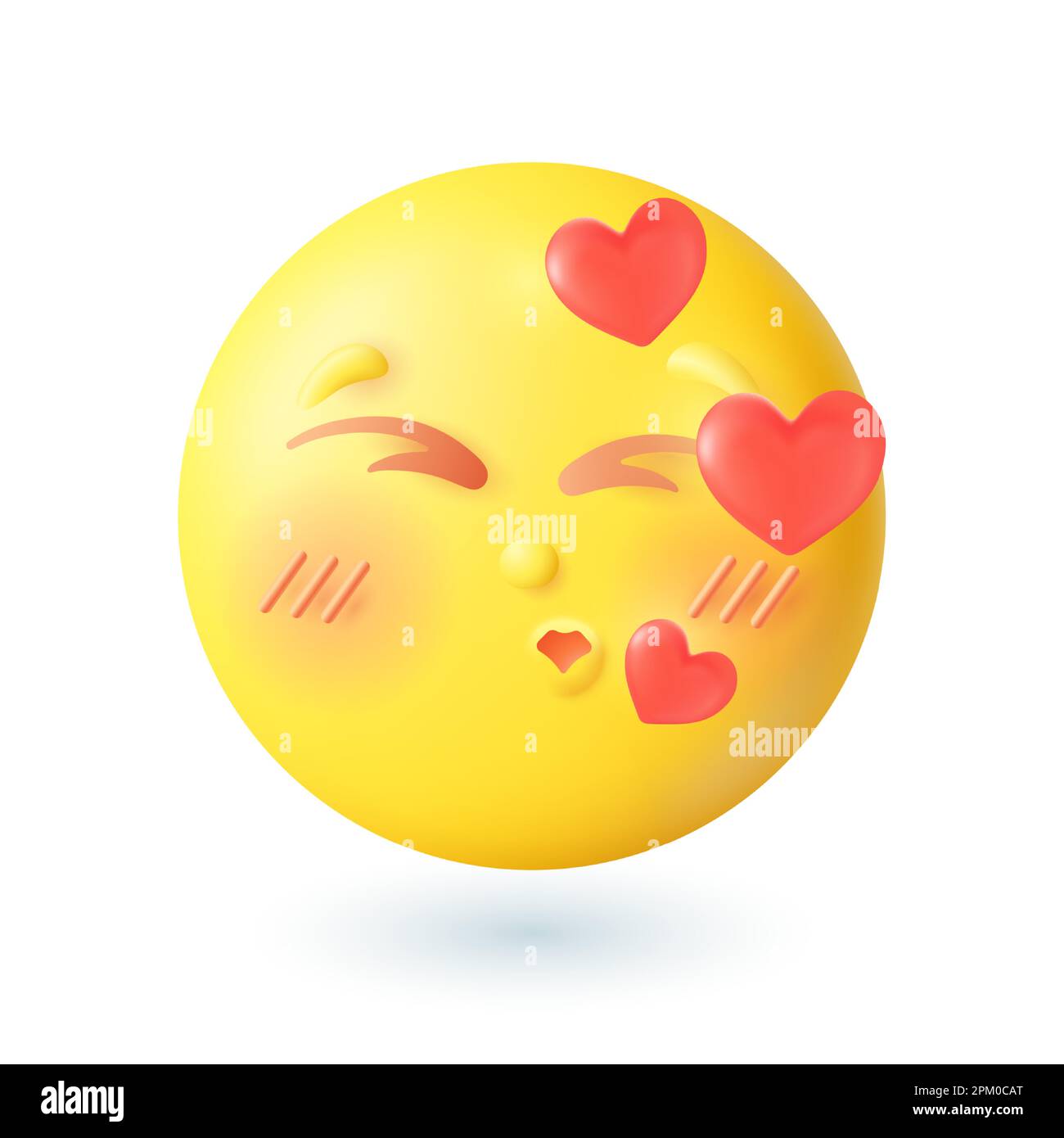 3d Cartoon Style Emoticon Blowing Kiss With Closed Eyes Icon Stock