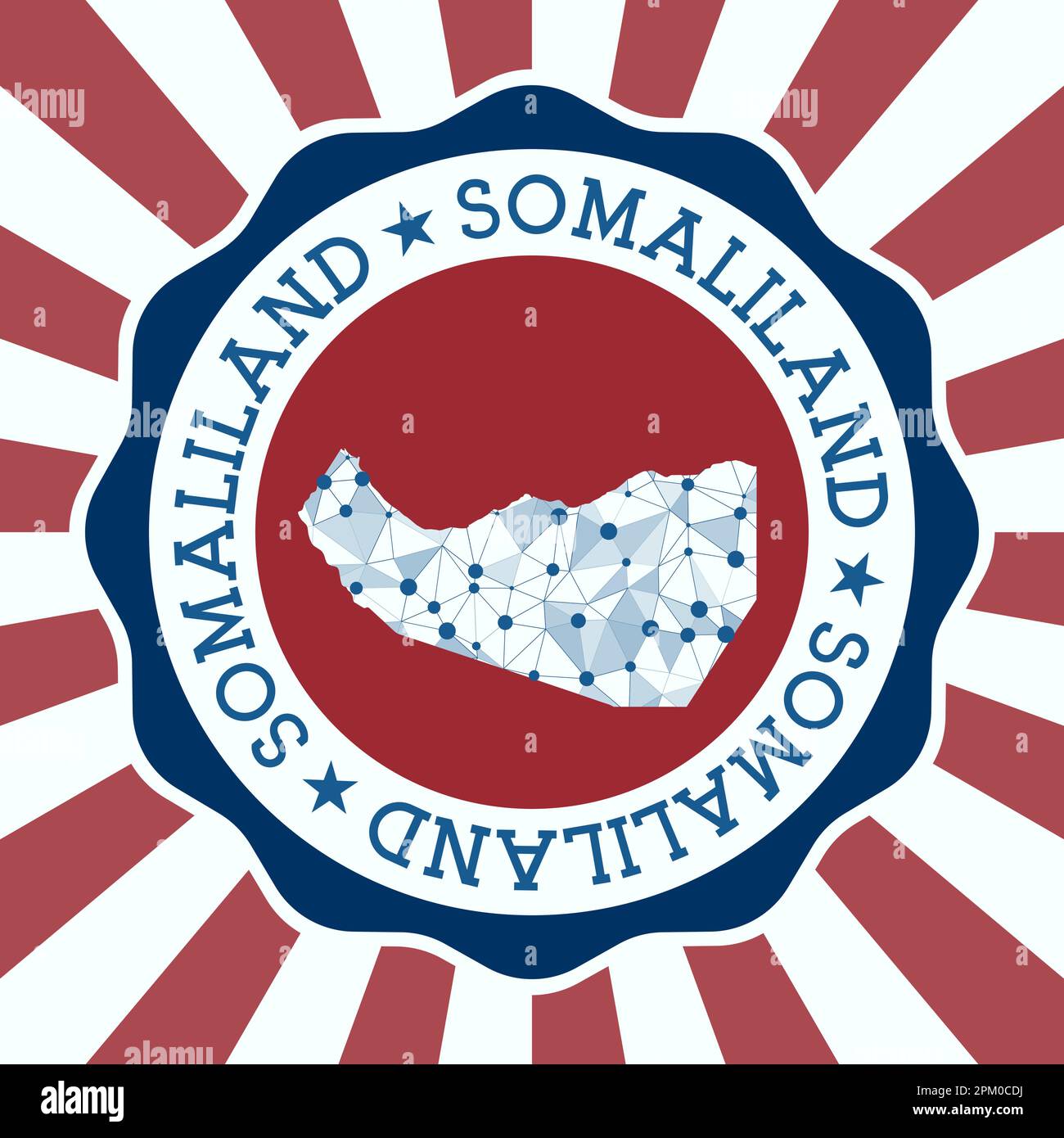 Somaliland Badge. Round logo of country with triangular mesh map and ...