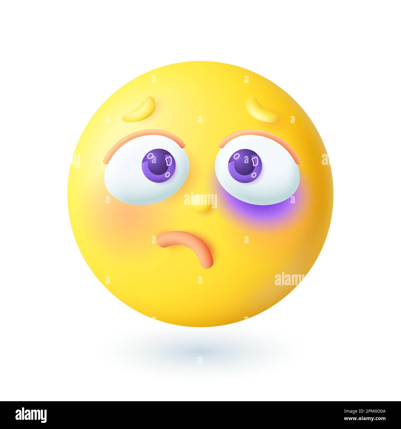 3d cartoon style upset emoticon with black eye icon Stock Vector Image ...