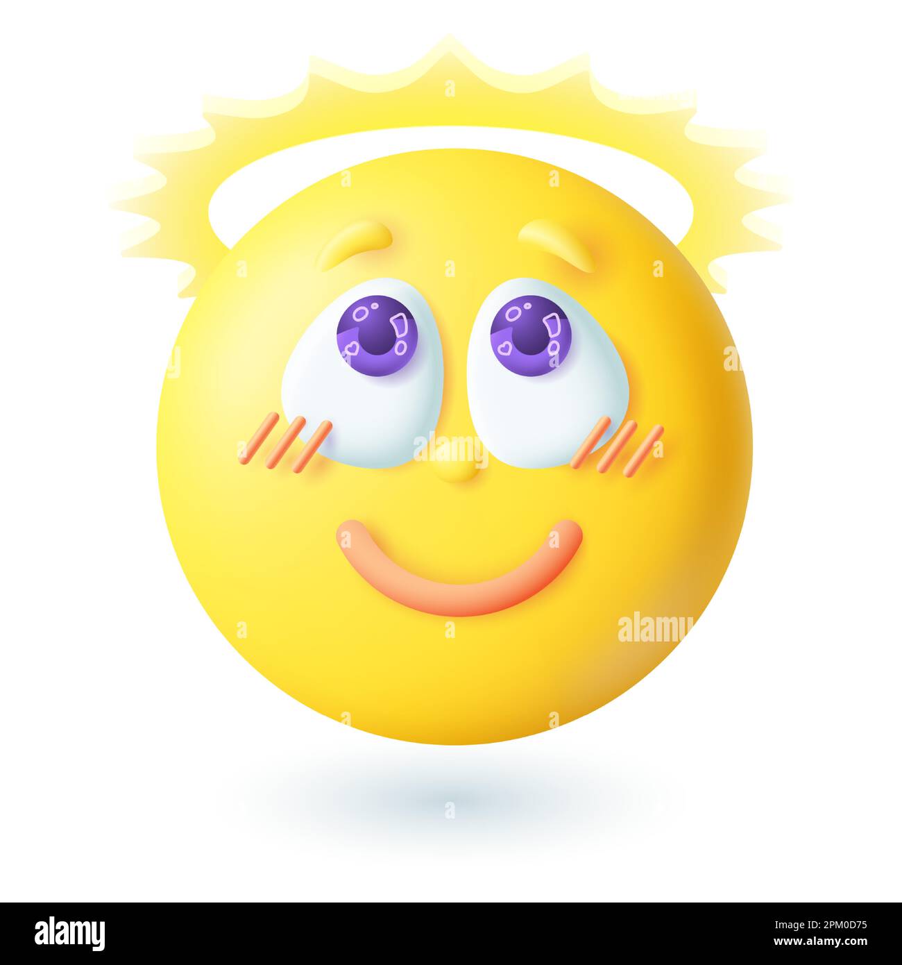 3d cartoon style cute emoticon with nimbus icon Stock Vector Image ...