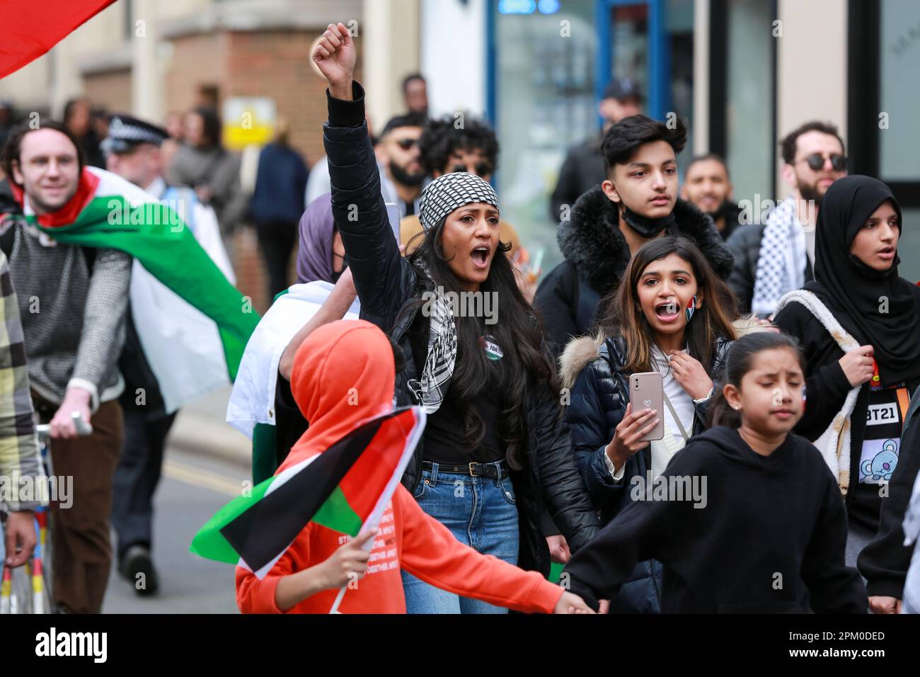London, UK. 08 Apr 2023. Palestinian Protest - Hands off AL-AQSA at the ...