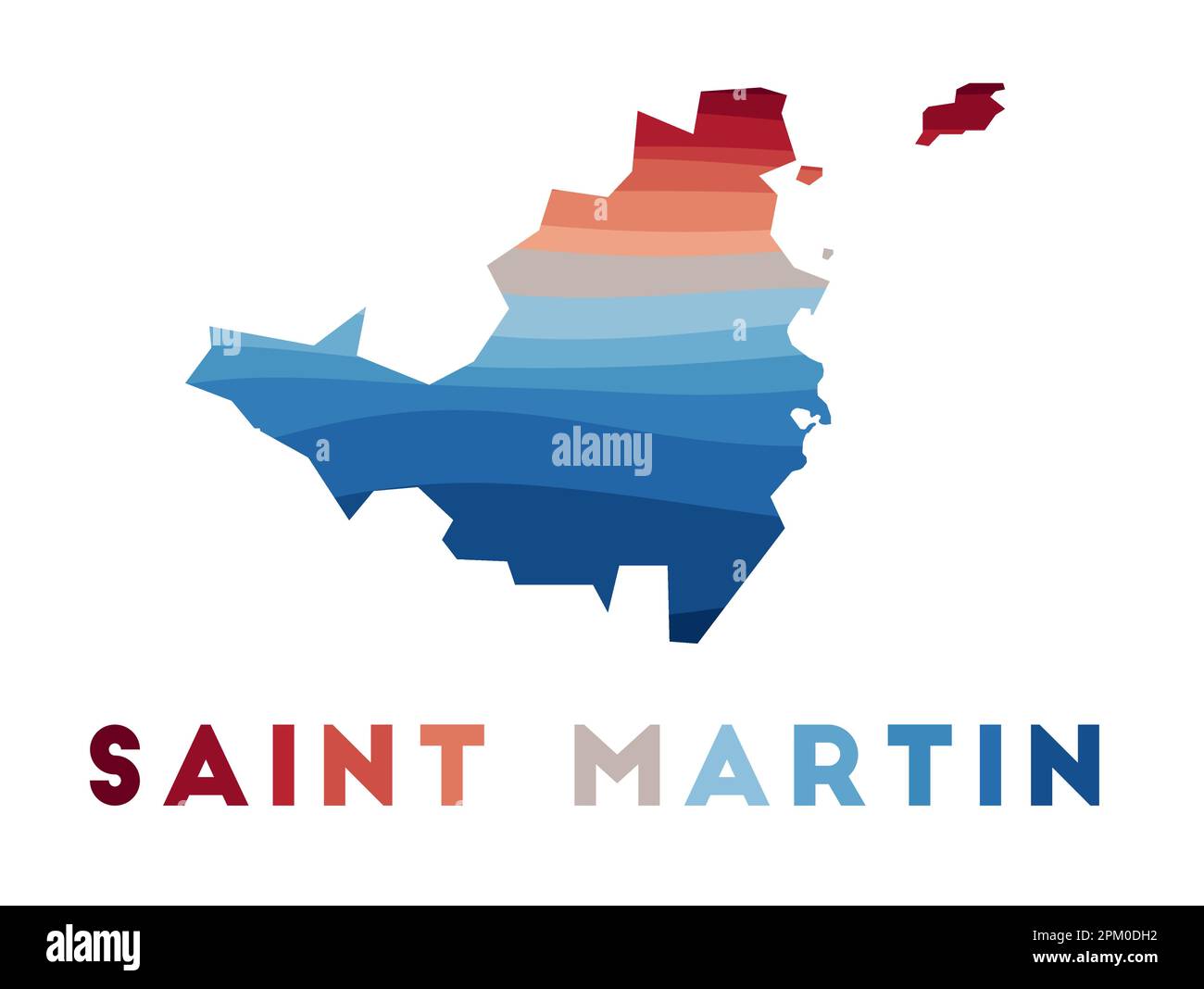 Saint Martin map. Map of the island with beautiful geometric waves in ...