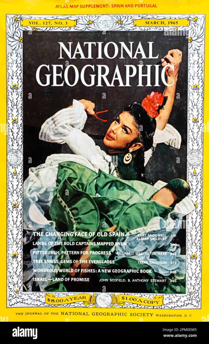 National geographic magazine cover March 1965 Stock Photo - Alamy