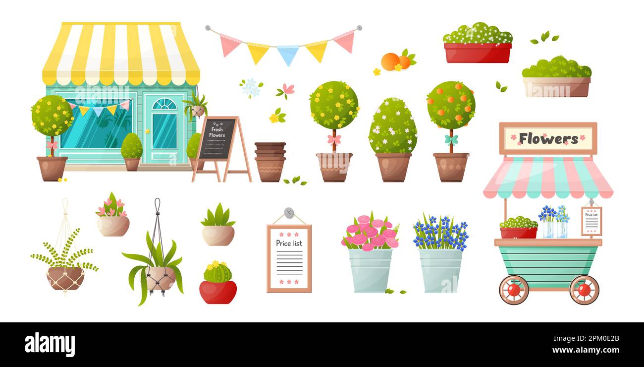 Flower shop items vector illustrations set Stock Vector Image & Art - Alamy