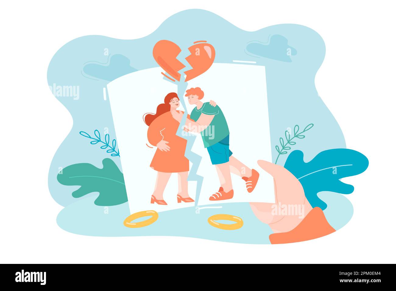 Hand of child holding torn photo of cartoon family Stock Vector Image ...