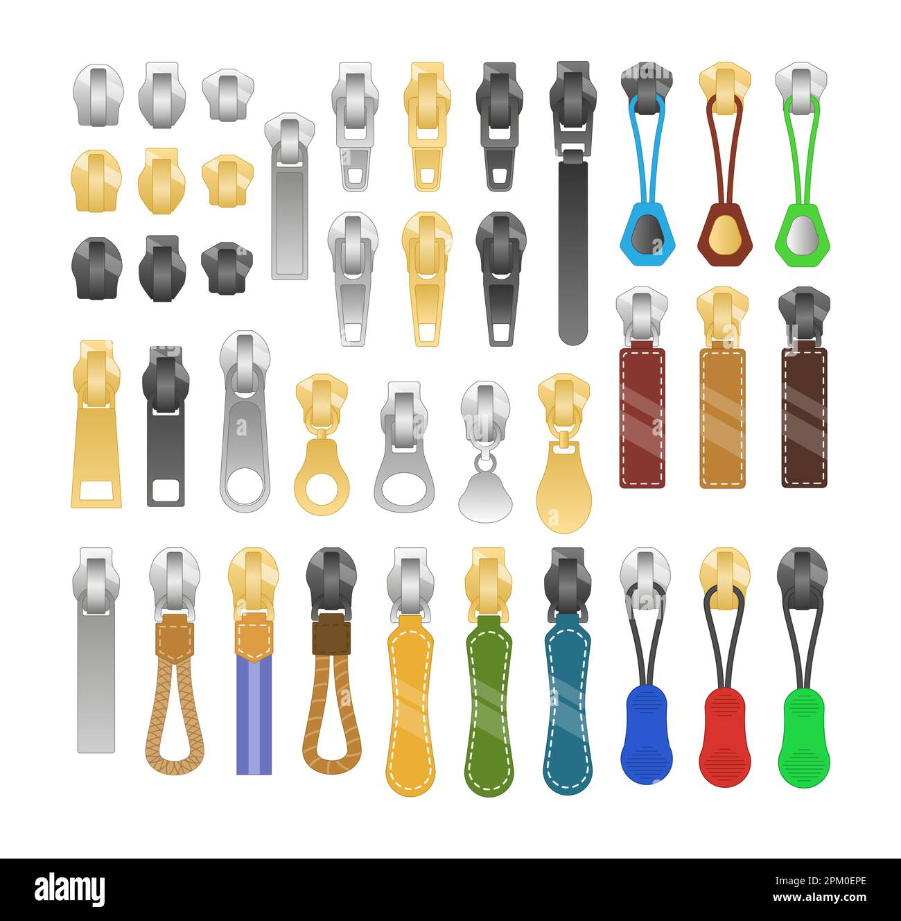 Different zipper pullers vector illustrations set Stock Vector Image & Art - Alamy