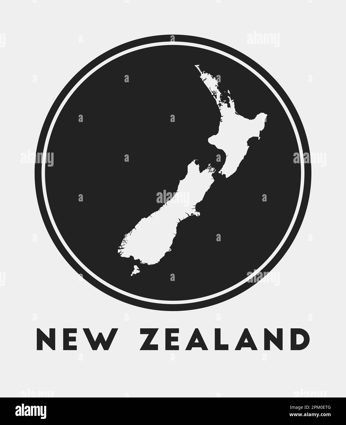 New Zealand icon. Round logo with country map and title. Stylish New ...