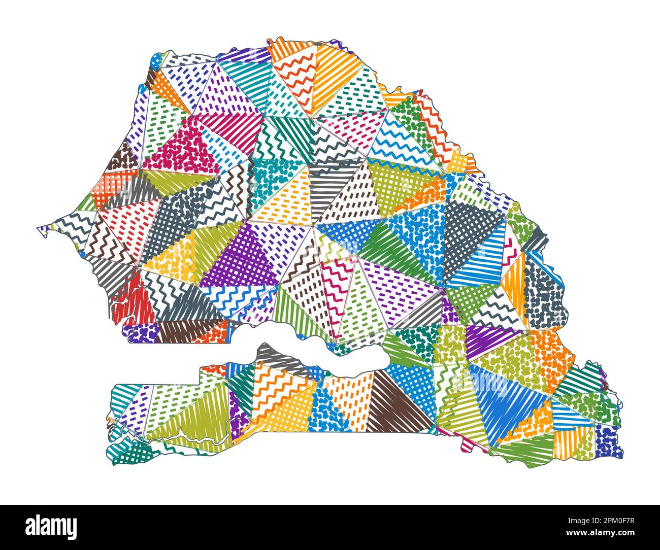 Kid style map of Senegal. Hand drawn polygons in the shape of Senegal ...