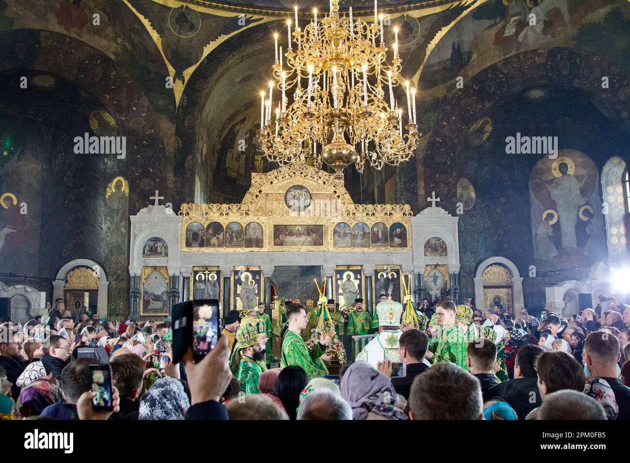 KYIV, UKRAINE - APRIL 9, 2023 - The divine liturgy takes place at the ...