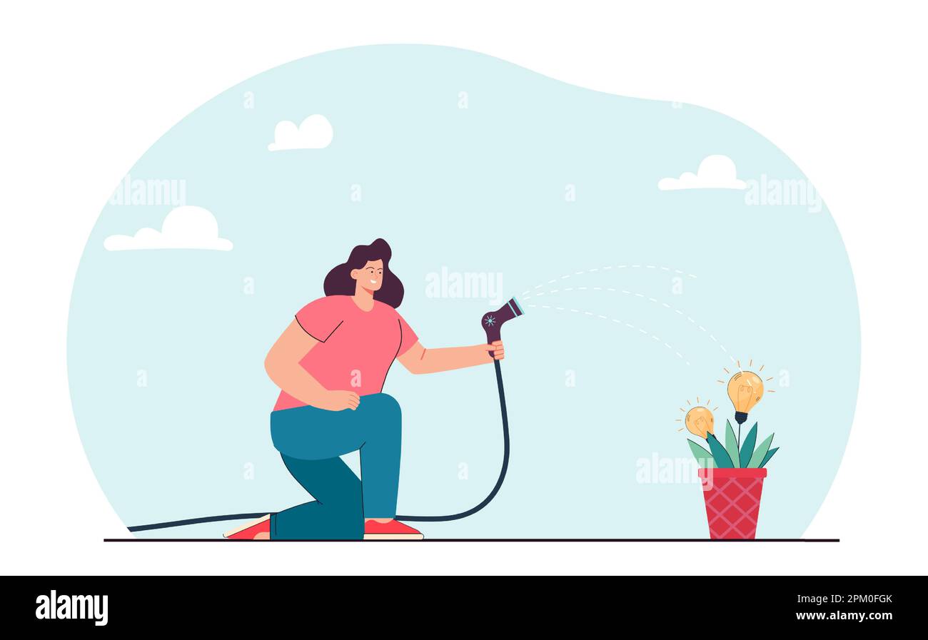 Businesswoman watering plant Stock Vector Images - Alamy