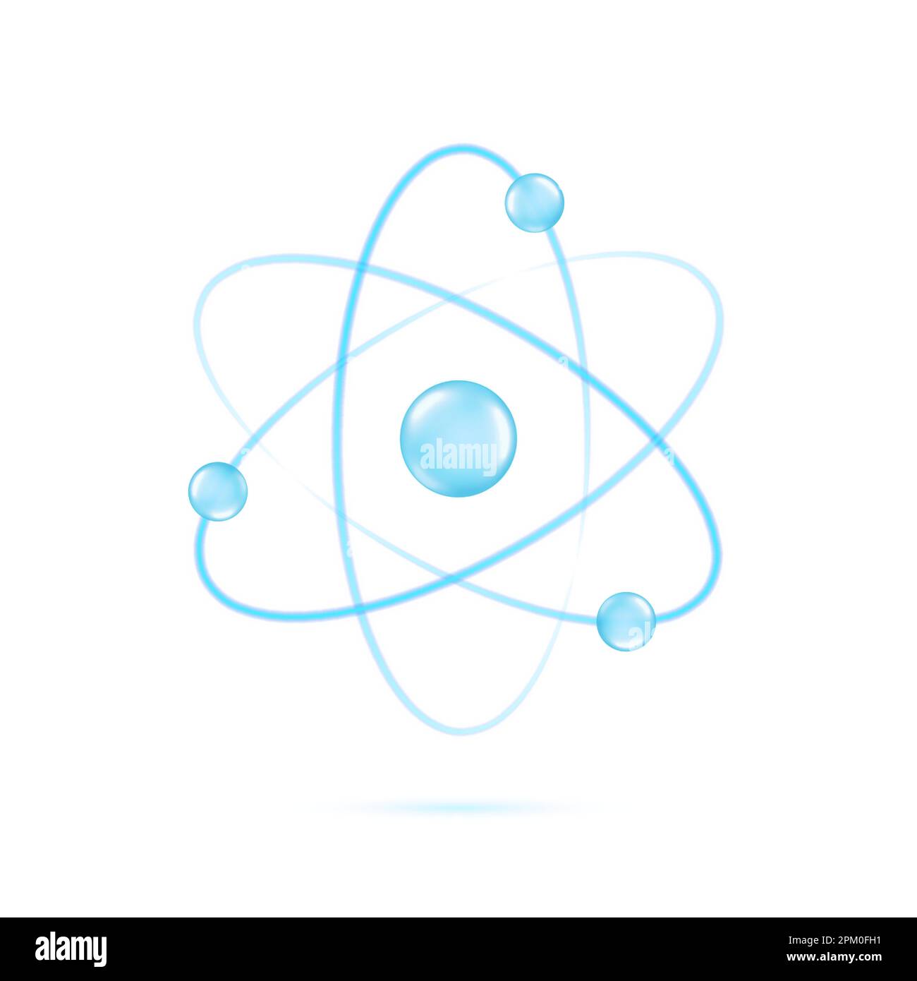 Atom orbit icon. Quantum physics. Blue color realistic molecule ...