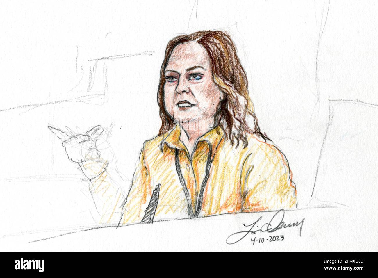 This courtroom sketch depicts Kay Woodcock, the grandmother of Joshua ...