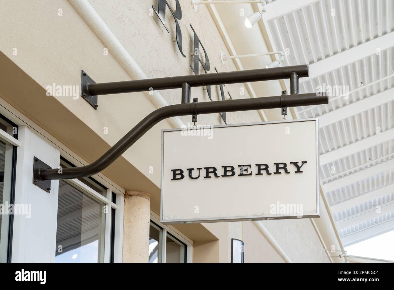 Close up of Burberry store hanging sign is shown Stock Photo - Alamy