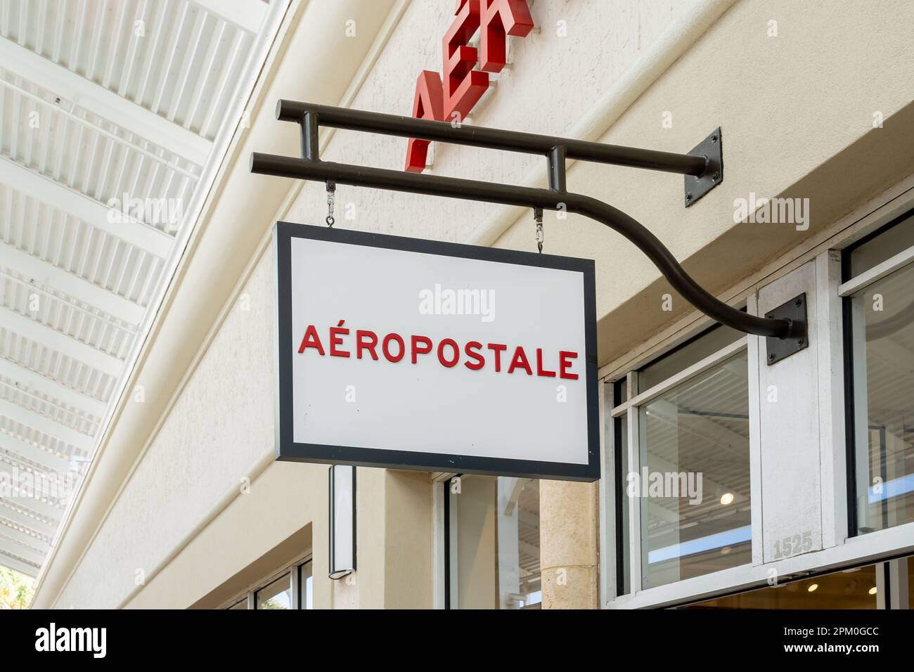 Close up of Aéropostale store hanging sign is shown Stock Photo - Alamy