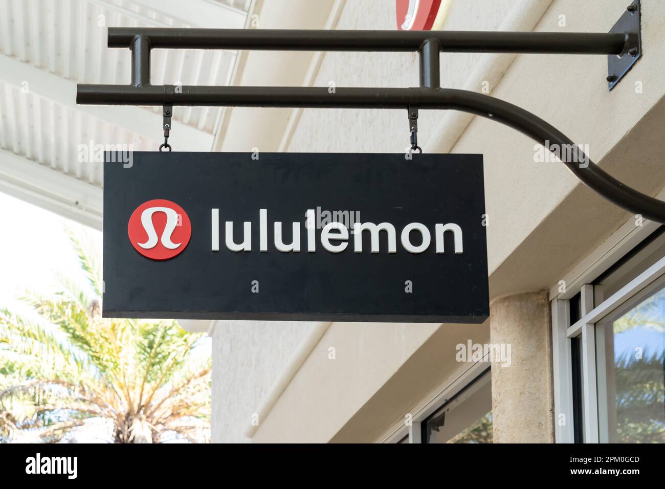 Close up of lululemon store hanging sign is shown Stock Photo - Alamy