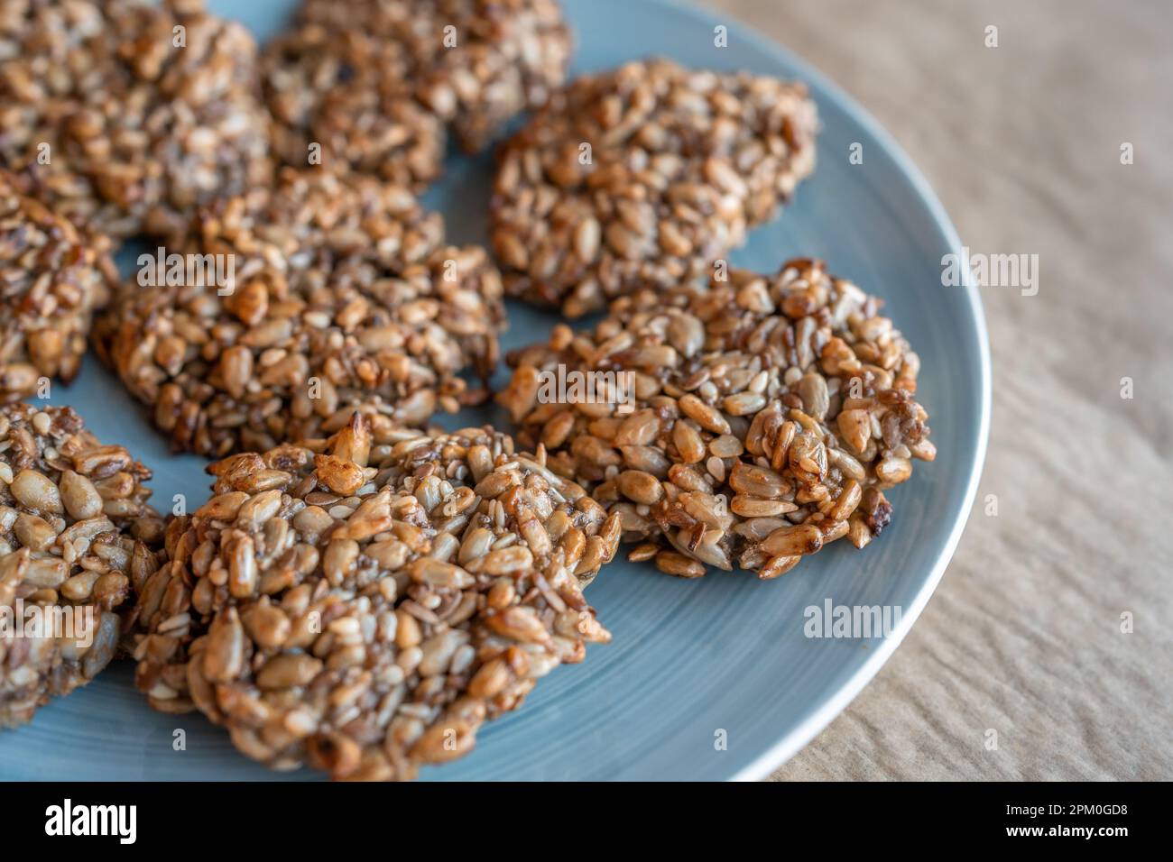 Vegan cookies made of banana and different seeds, photographed with ...