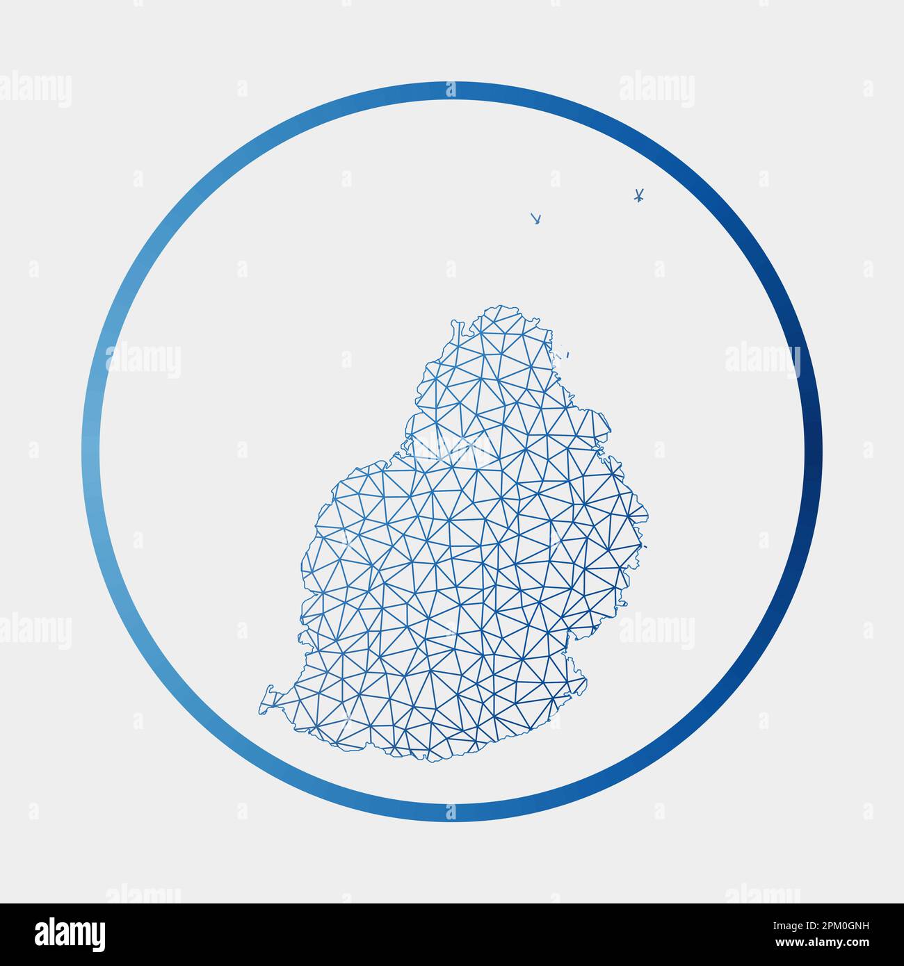Mauritius icon. Network map of the island. Round Mauritius sign with ...