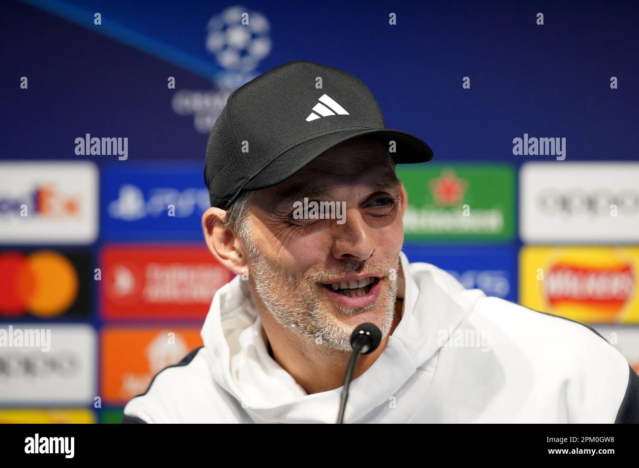 Bayern Munich head coach Thomas Tuchel during a press conference at the ...