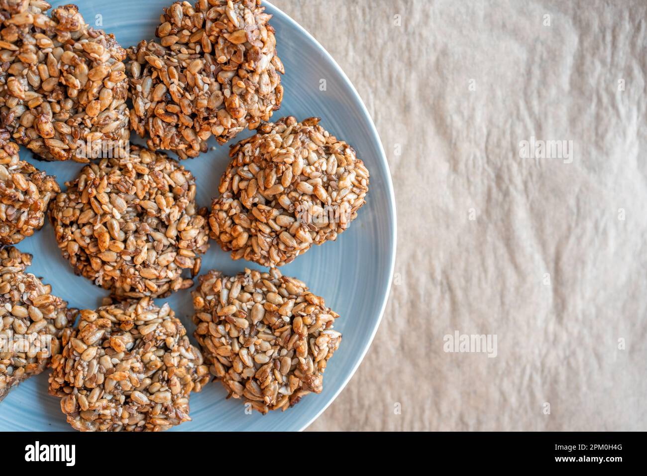 Vegan cookies made of banana and different seeds, photographed with ...