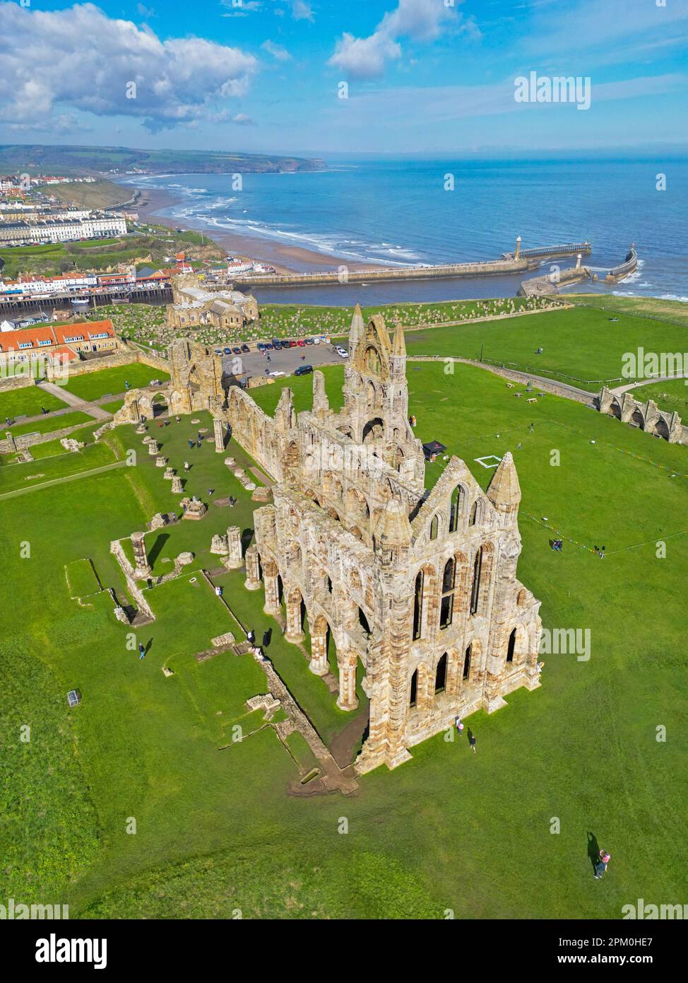 Whitby, North Yorkshire, United Kingdom 04.08.2023 An aerial view of ...