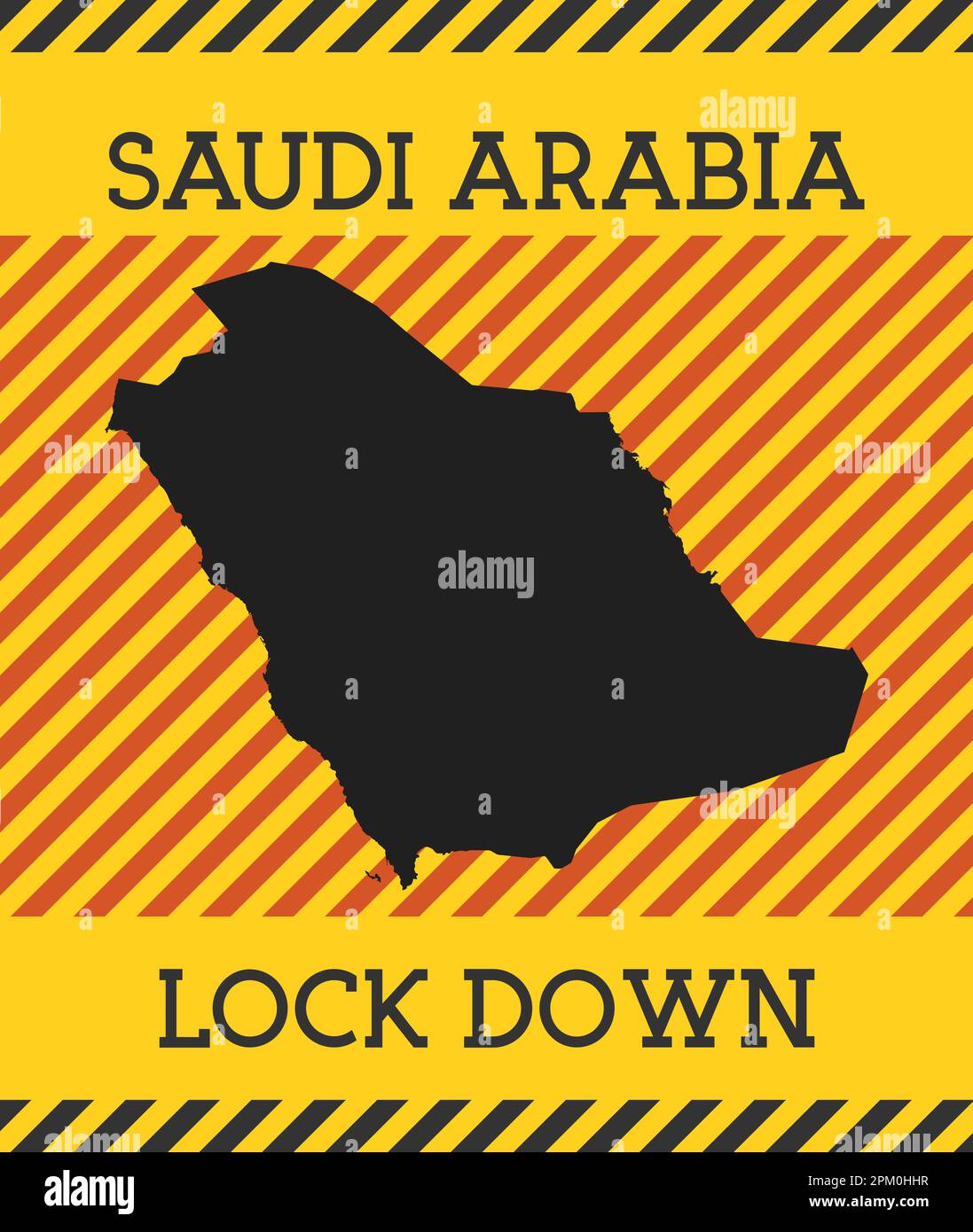 Saudi Arabia Lockdown Sign. Yellow country pandemic danger icon. Vector ...