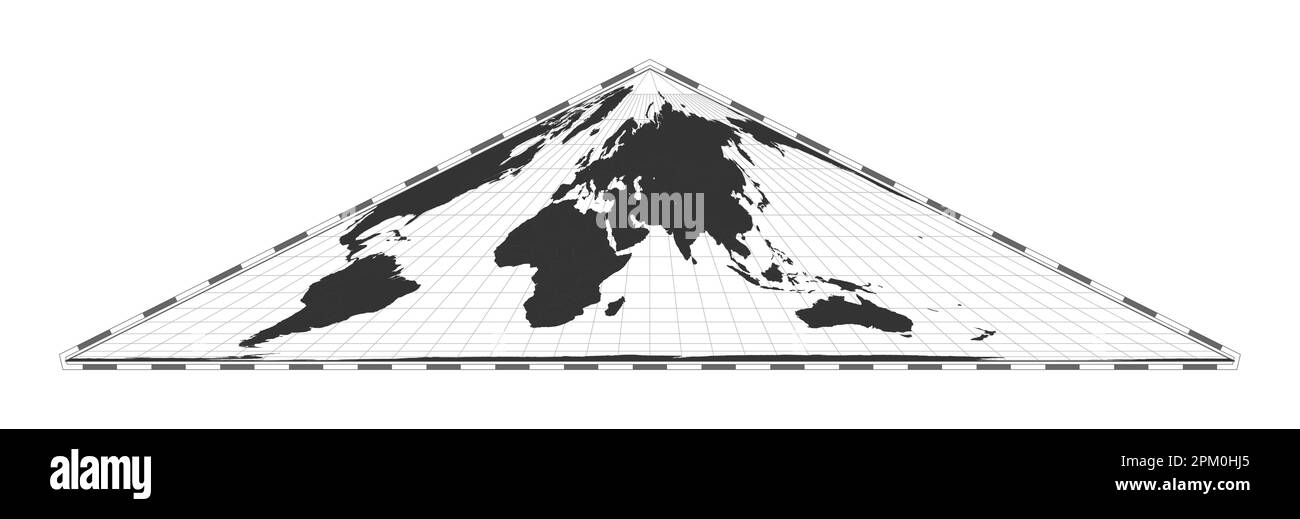 Vector world map. Collignon equal-area pseudocylindrical projection ...