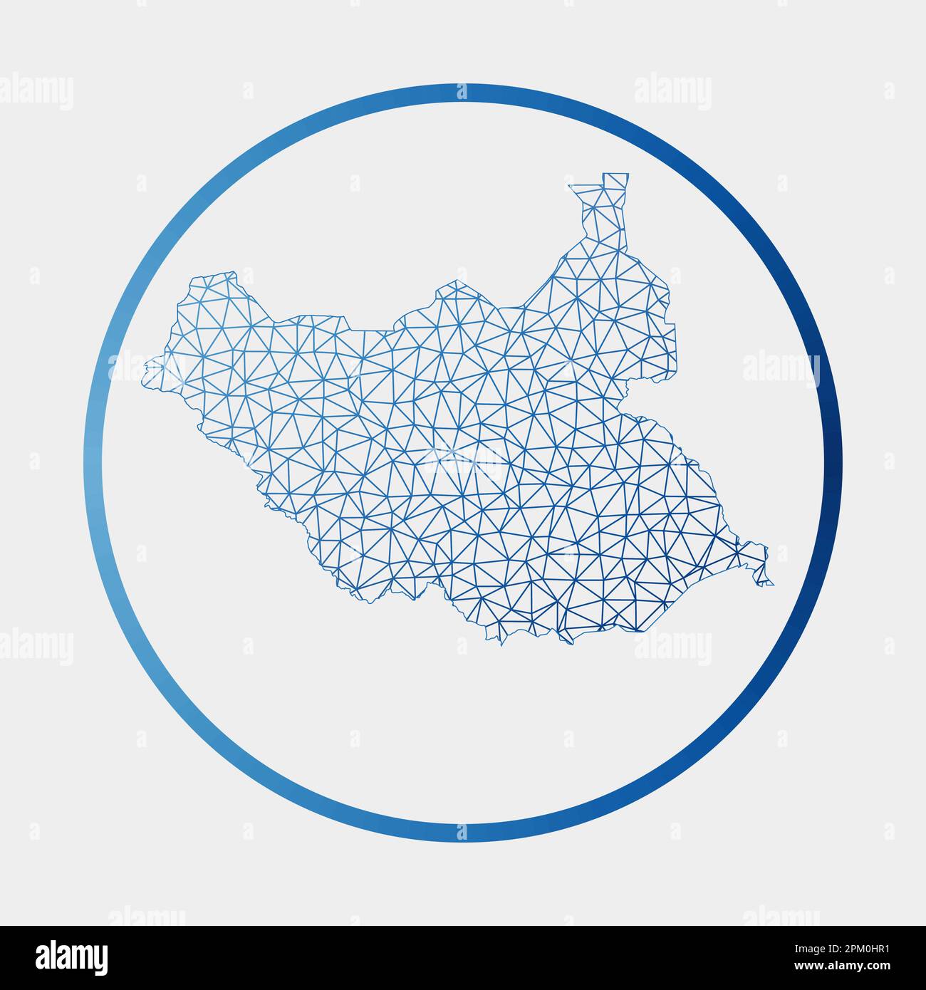 South Sudan icon. Network map of the country. Round South Sudan sign ...