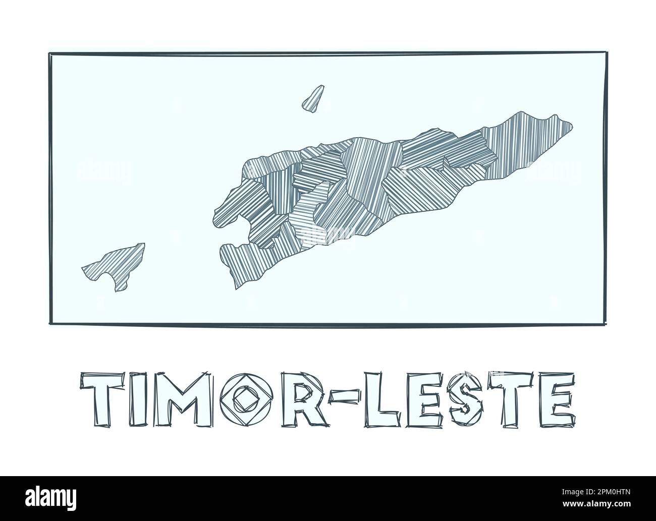 Sketch Map Of Timor Leste Grayscale Hand Drawn Map Of The Country Filled Regions With Hachure