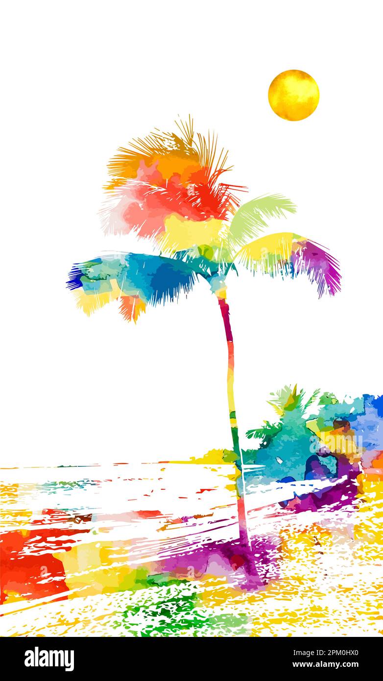 Abstract rainbow palm tree. Vector illustration Stock Vector Image ...